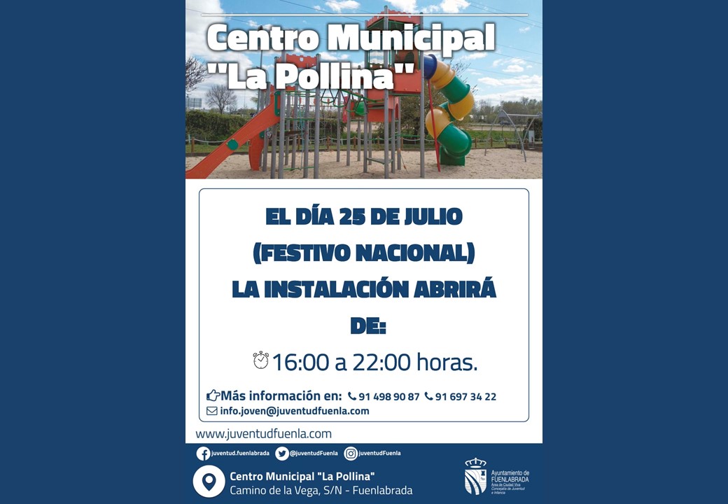 ℹ️ Horario del Centro Municipal La Pollina el miércoles 25 de julio de ...
